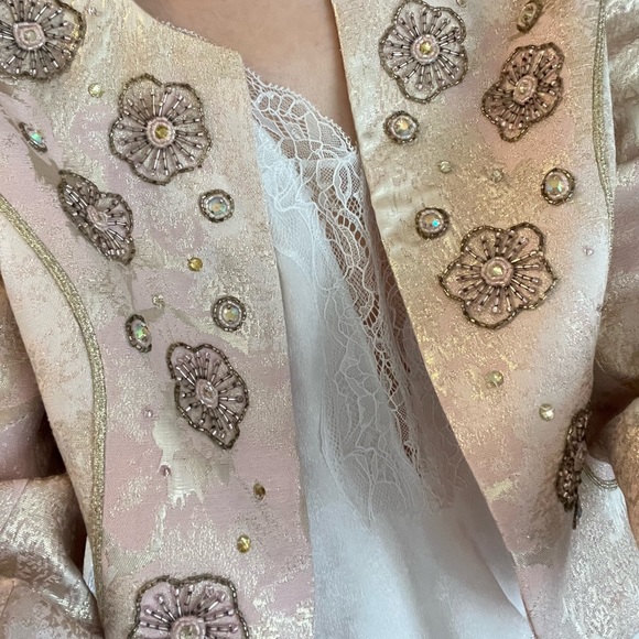 Jackets & Coats | Gold Thread Beaded Blazer Jacket Macaron Pink | Poshmark